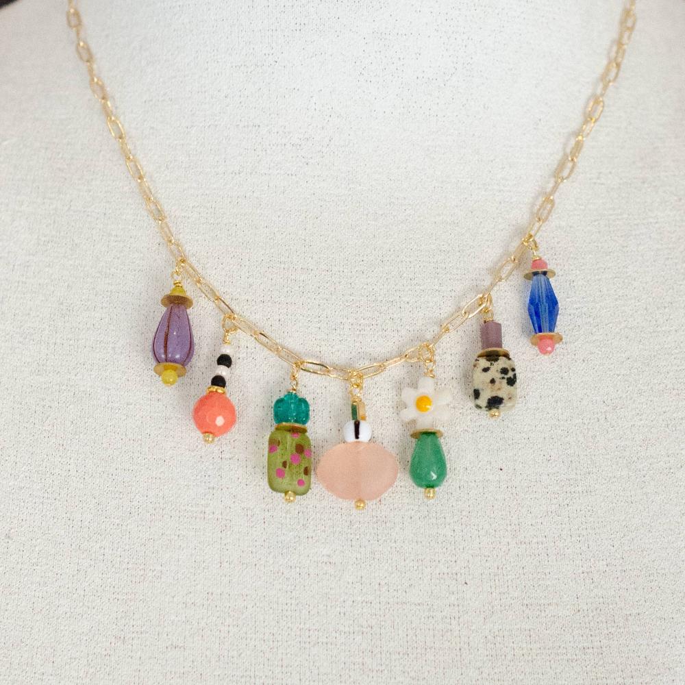 Christiane Beaded Charm Necklace – Coco and Duckie