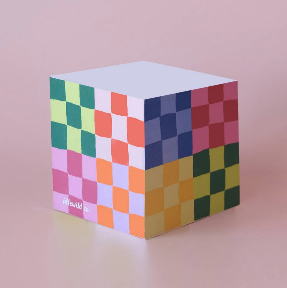 Bright Check Sticky Note Cube – Coco and Duckie