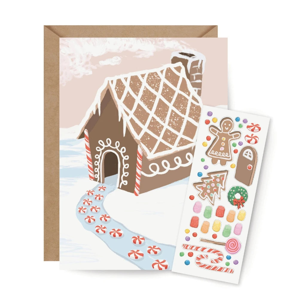 Gingerbread House Sticker Scene Card – Coco and Duckie